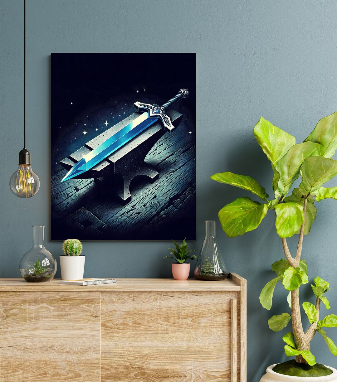 Minecraft Art diamond Sword Framed Canvas - Etsy