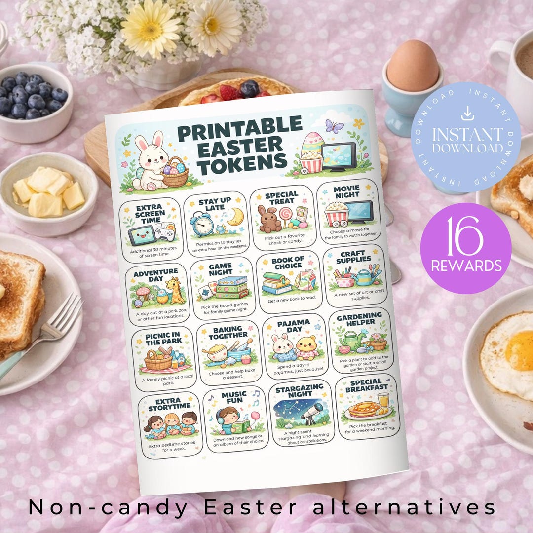 Printable Easter Reward Tokens | Family Experience Coupons (digital ...