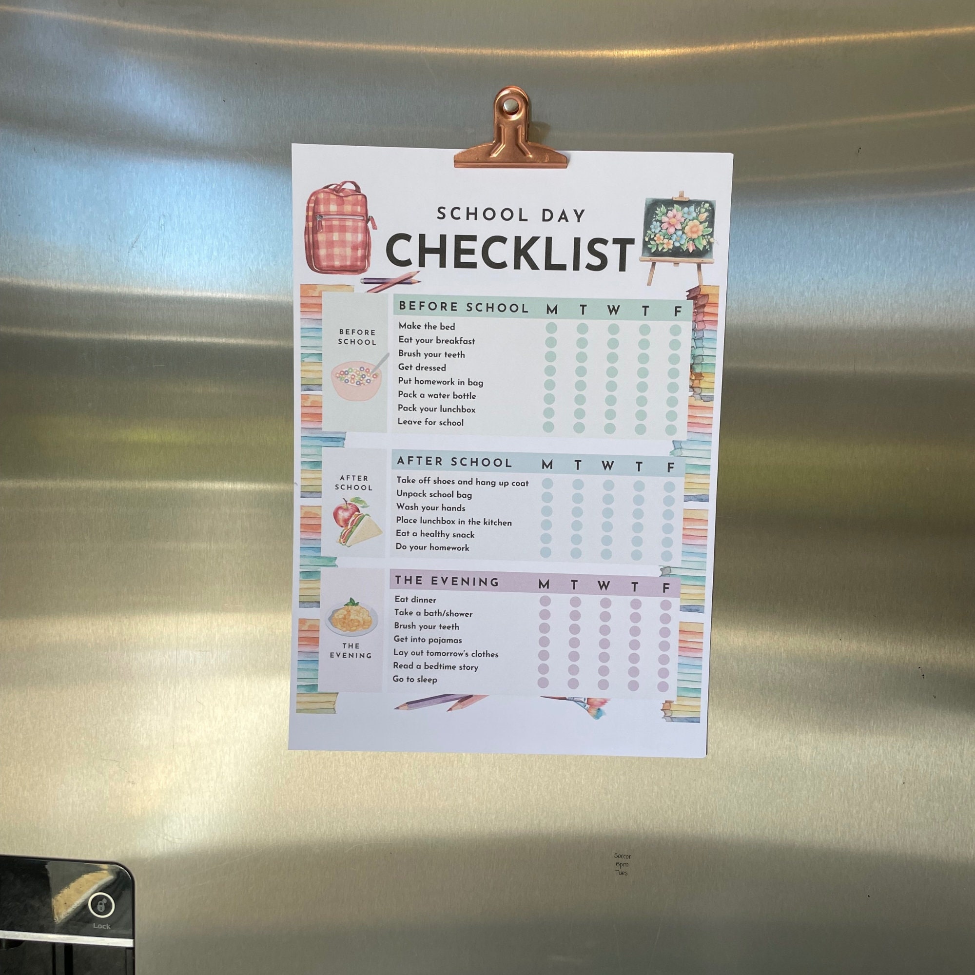 Kids School Day Checklist: Routine Chart, Before & After School (PDF ...