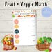 Fruit and Veggie Match Game | Kids Match the Fruit and Veggies Activity ...