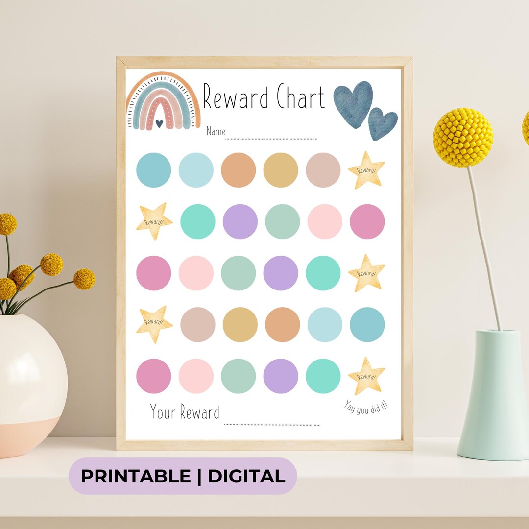 Printable Watercolor Rainbow Reward Chart | Positive Behavior Chart for ...