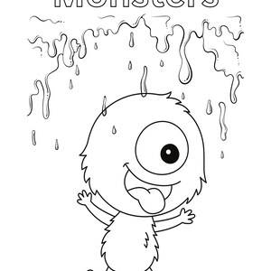 MONSTERS Coloring Pages for Kids, 10 Sheets, Spring Activity, Colouring ...