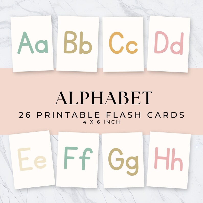 ALPHABET Flash Cards, Montessori Cards, PDF Printable Cards, Preschool ...