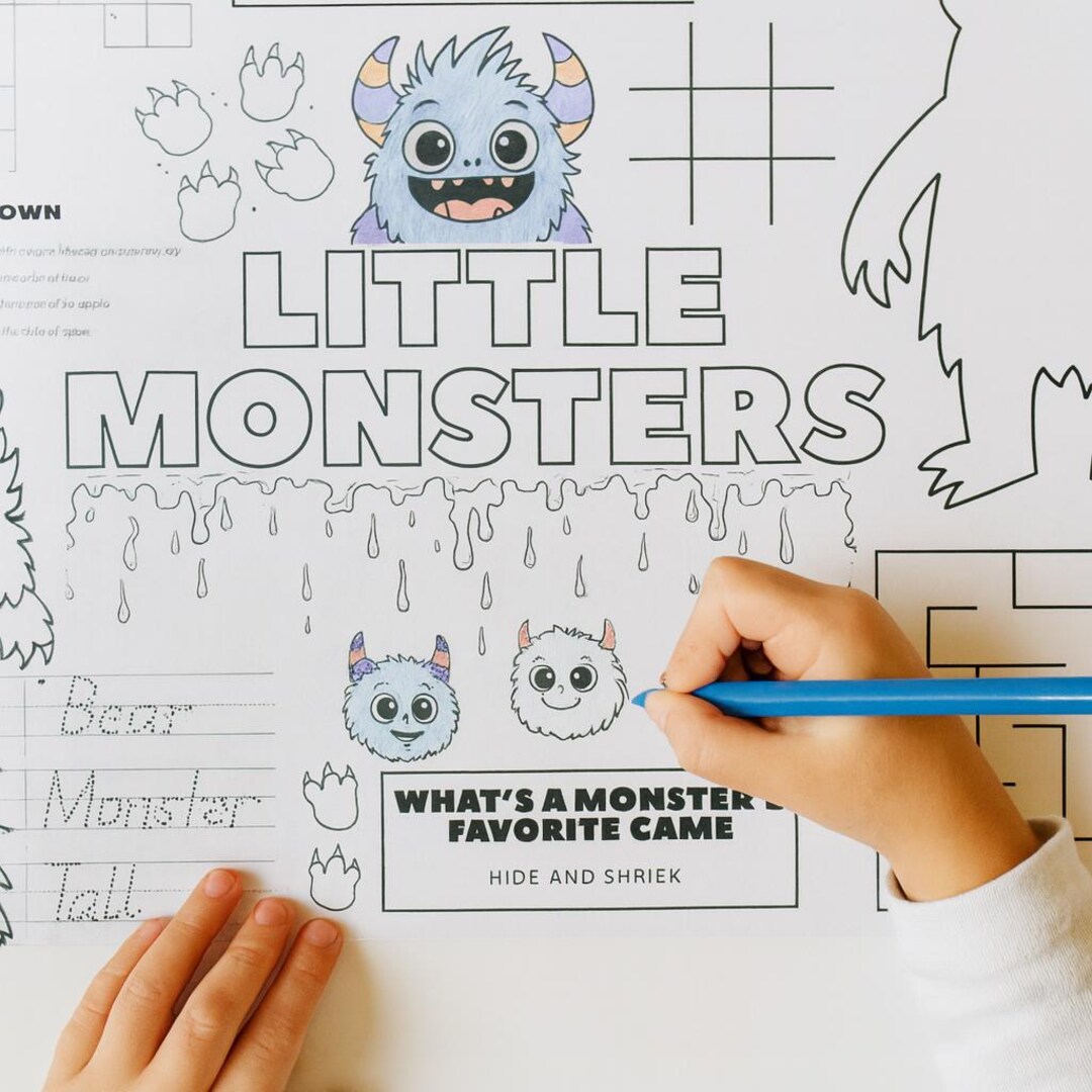 Monsters Activity Placemat: Coloring Games, Mazes, Puzzles (US Letter ...