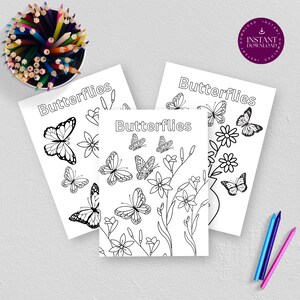 BUTTERFLY Coloring Pages for Kids, 10 Sheets, Spring Activity ...