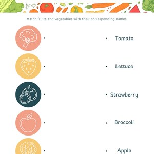 Fruit and Veggie Match Game | Kids Match the Fruit and Veggies Activity ...