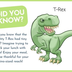 Dinosaur Fun Facts Lunchbox Notes: Printable Kids Lunch Cards (PDF) - Etsy