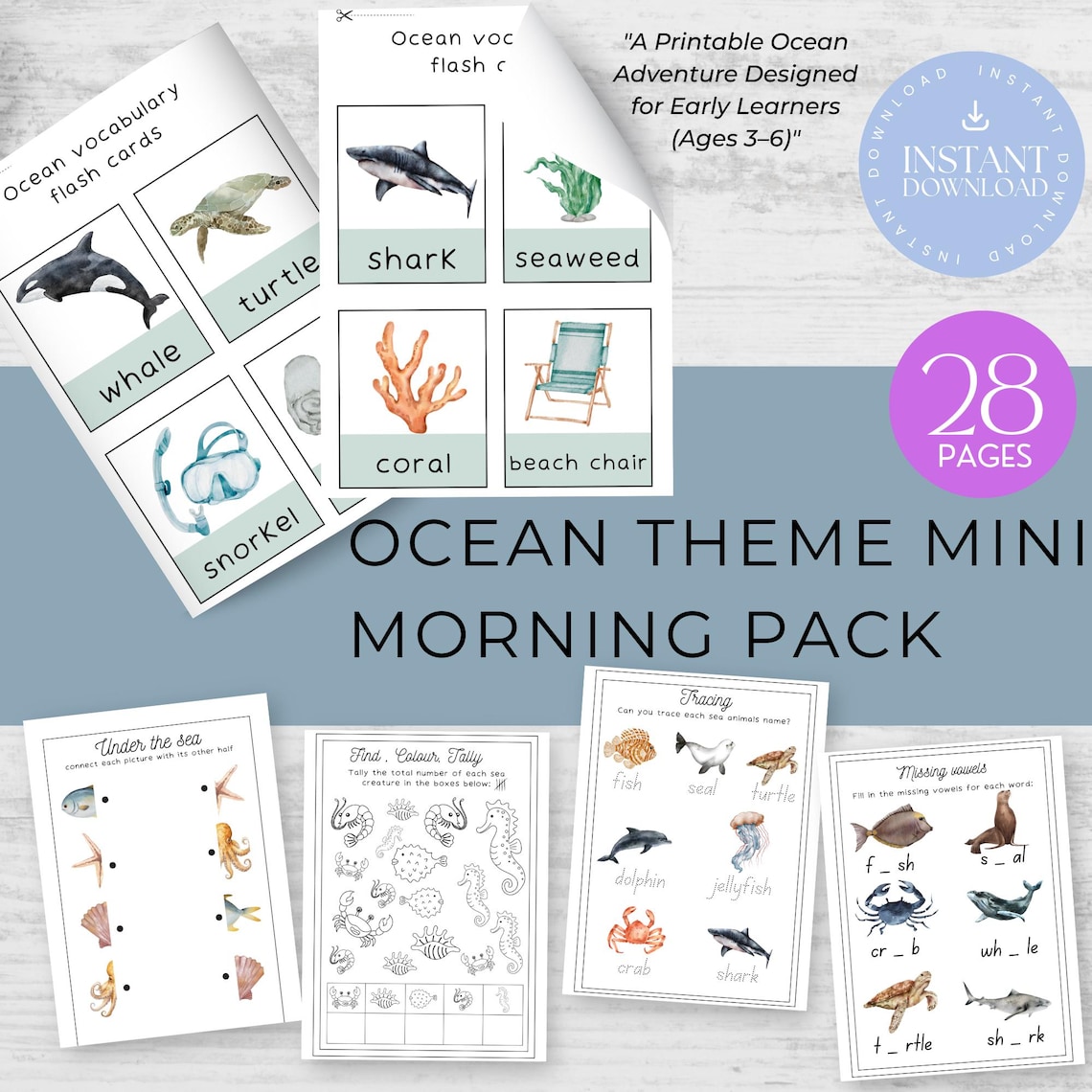 Ocean Busy Book: Montessori Learning Activity Pack (ages 3-6 ...