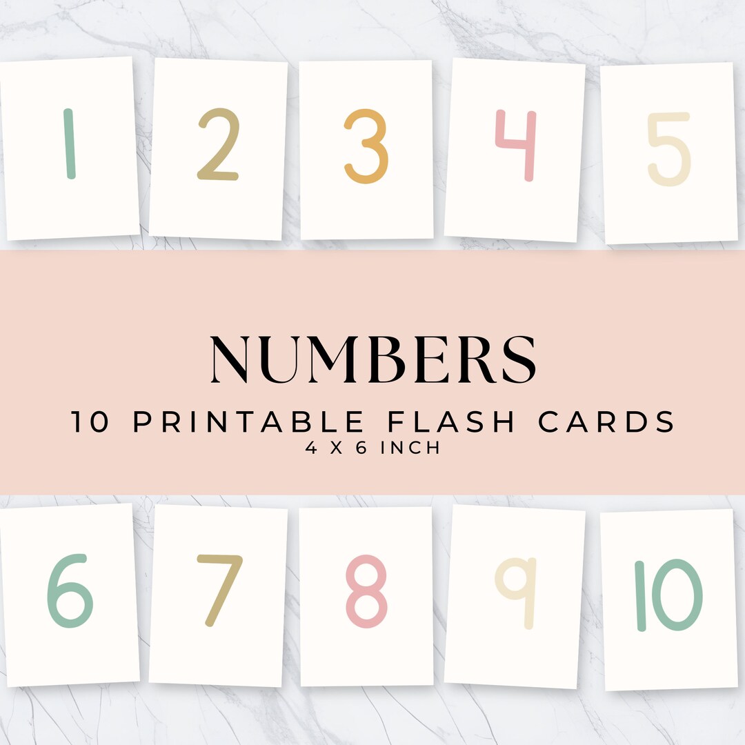 NUMBER 1 10 Flash Cards, Montessori Cards, PDF Printable, Preschool ...