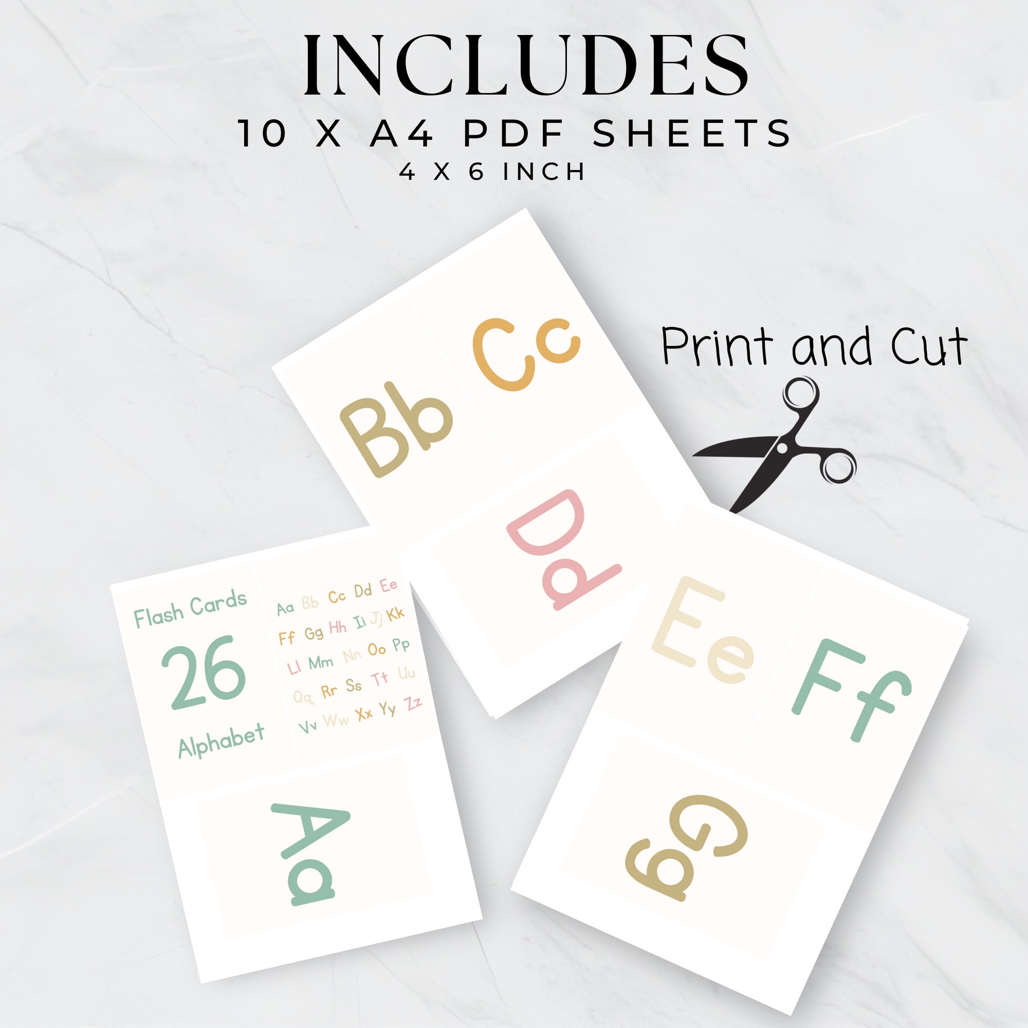 ALPHABET Flash Cards, Montessori Cards, PDF Printable Cards, Preschool ...