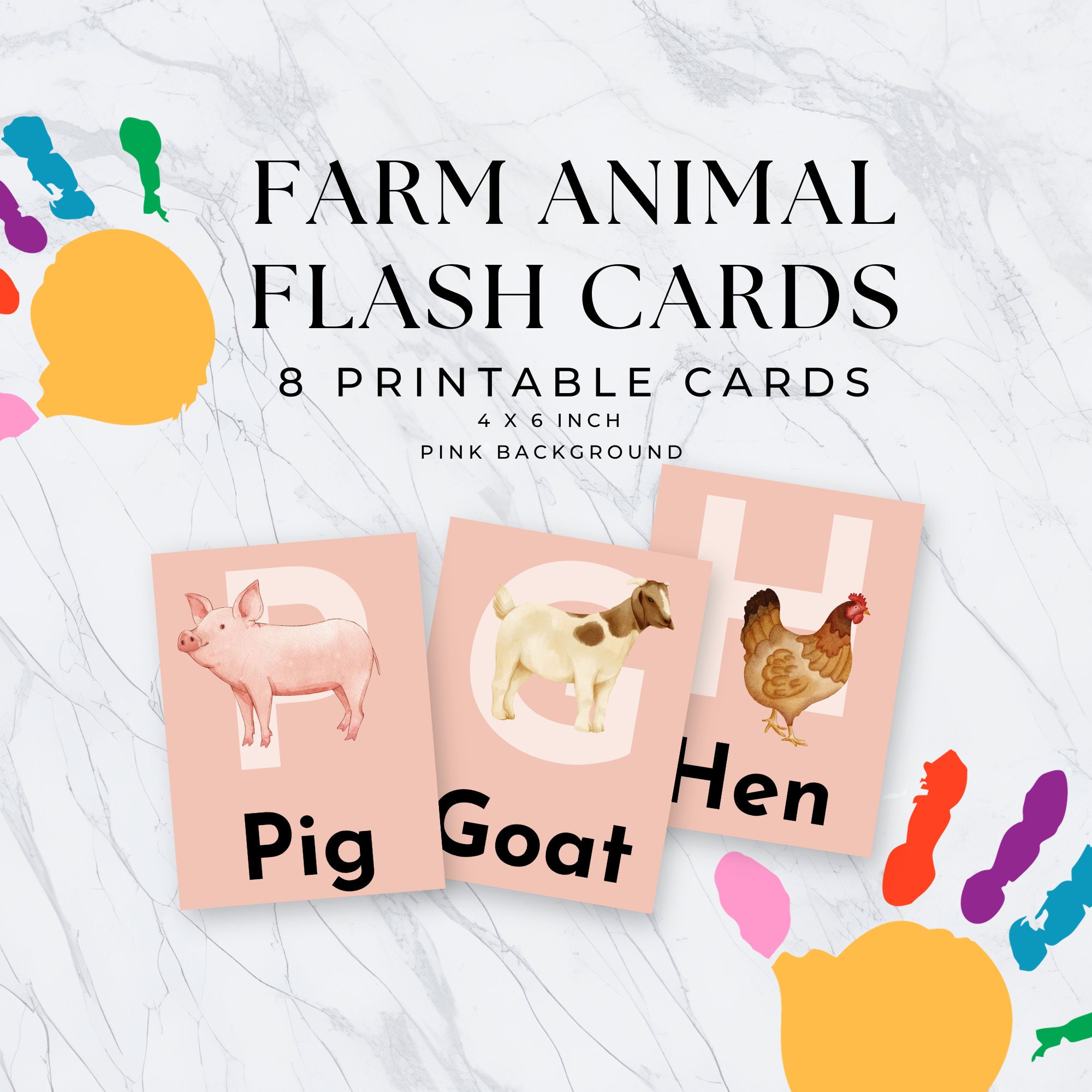 FARM ANIMALS Flash Cards, Montessori Cards, PDF Printable Cards ...