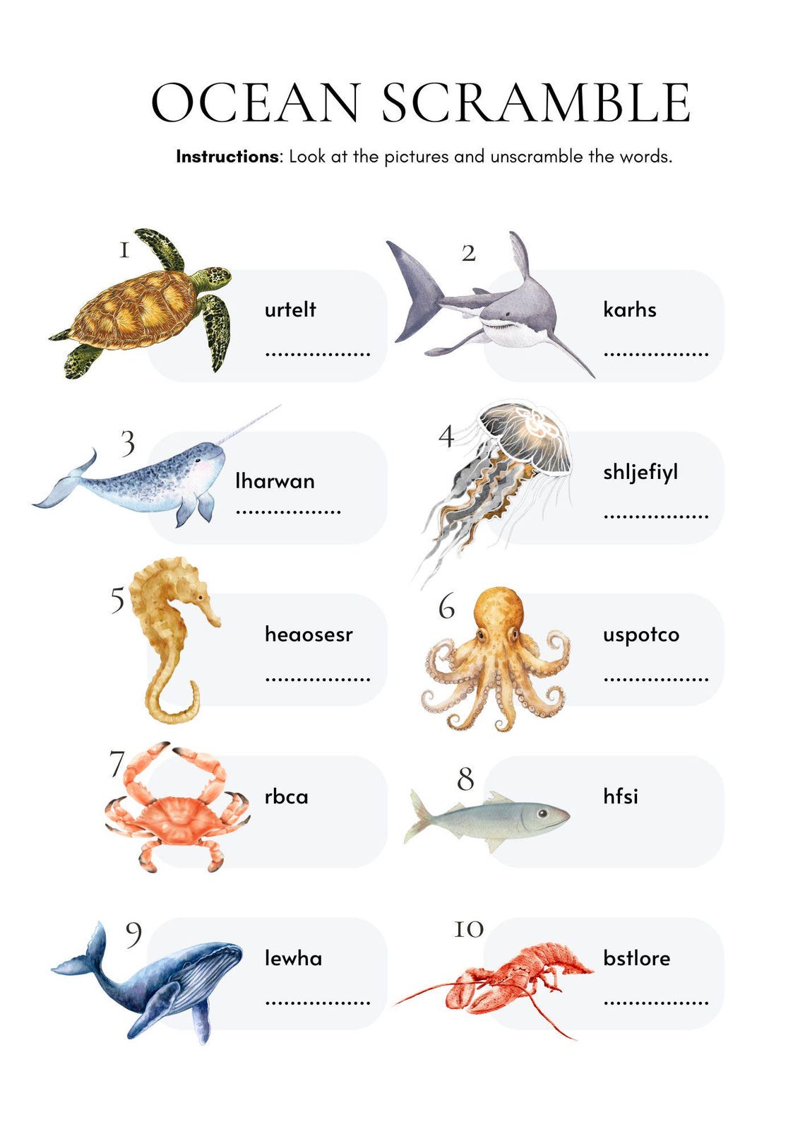 Ocean Busy Book: Montessori Learning Activity Pack (ages 3-6 ...