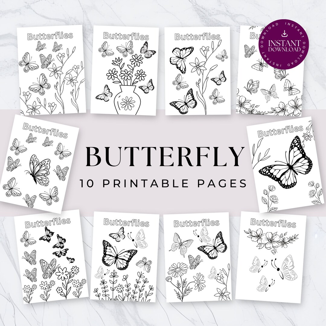 Butterfly Coloring Pages for Kids: Spring Activity (PDF) - Etsy