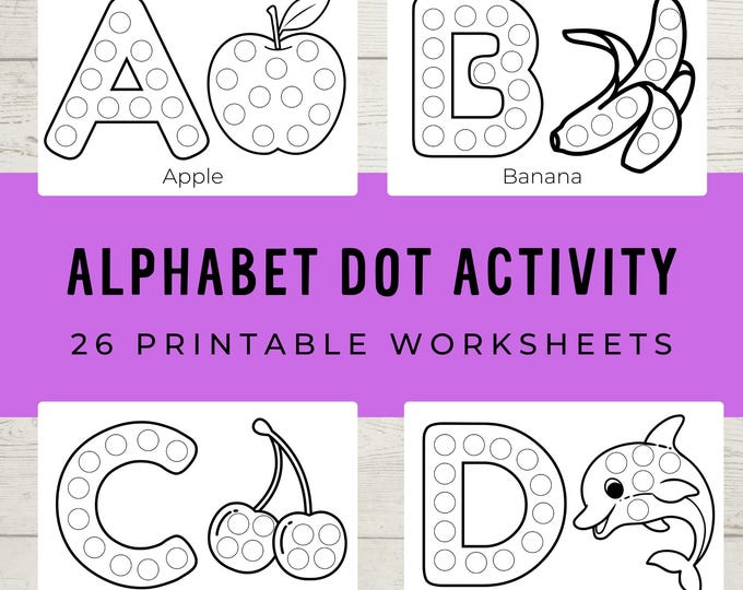 Alphabet Dot Marker Worksheets: Fun Learning Printable (A-Z) - Etsy