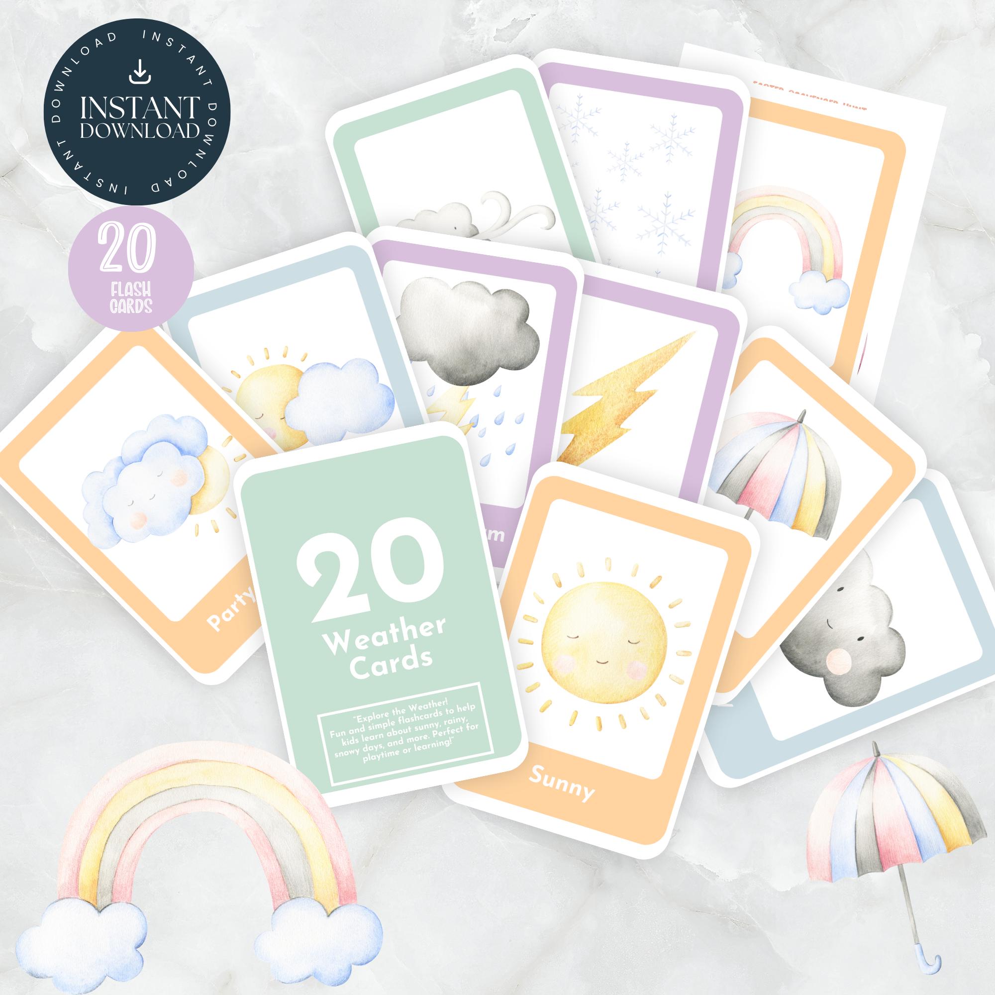 Weather Flash Cards: Montessori Educational Activity (PDF Printable) - Etsy