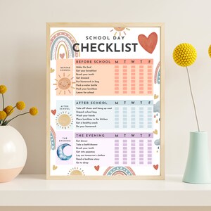 Kids School Day Checklist: Watercolor Rainbow Printable (PDF) - Etsy