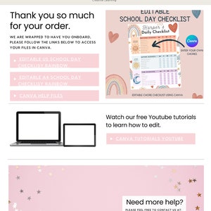 Editable Kids School Checklist: Watercolor Rainbow Daily Routine (canva ...