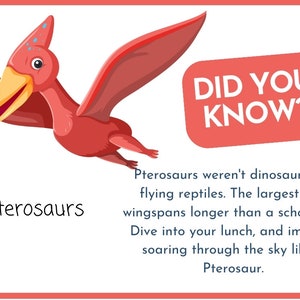Lunchbox Notes for Kids, Printable Lunchbox Notes, Dinosaur Fun Facts ...