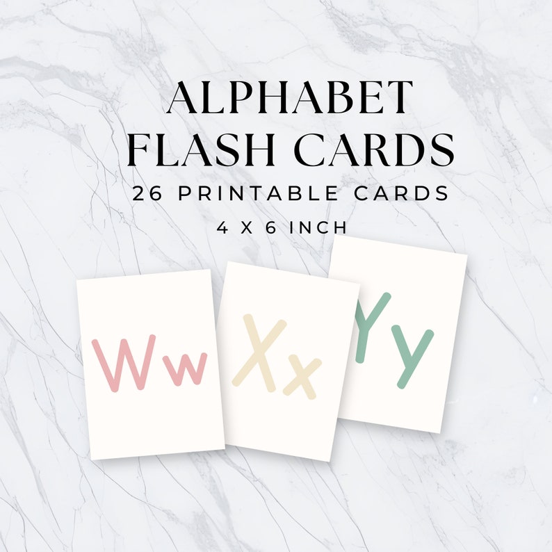 ALPHABET Flash Cards, Montessori Cards, PDF Printable Cards, Preschool ...