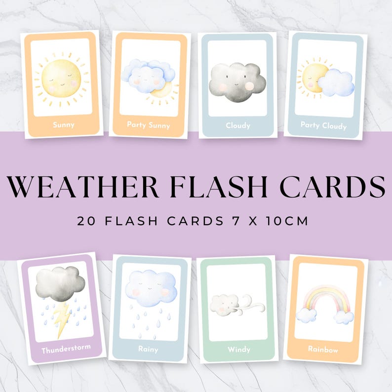 Weather Flash Cards: Montessori Educational Activity (PDF Printable) - Etsy