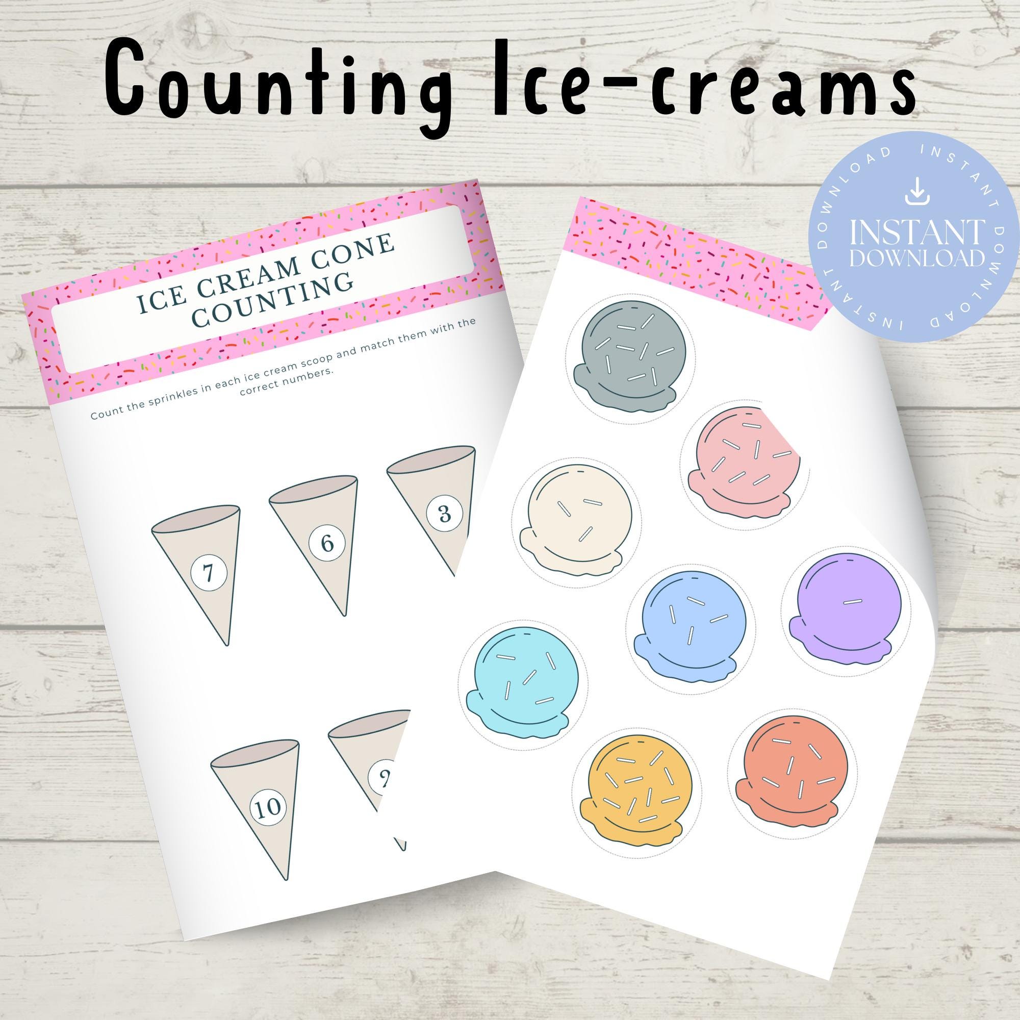 Ice Cream Cone Counting – Printable Counting Activity for Kids ...