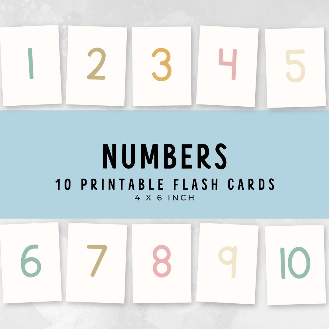 NUMBER 1- 10 Flash Cards, Montessori Cards, PDF Printable, Preschool ...