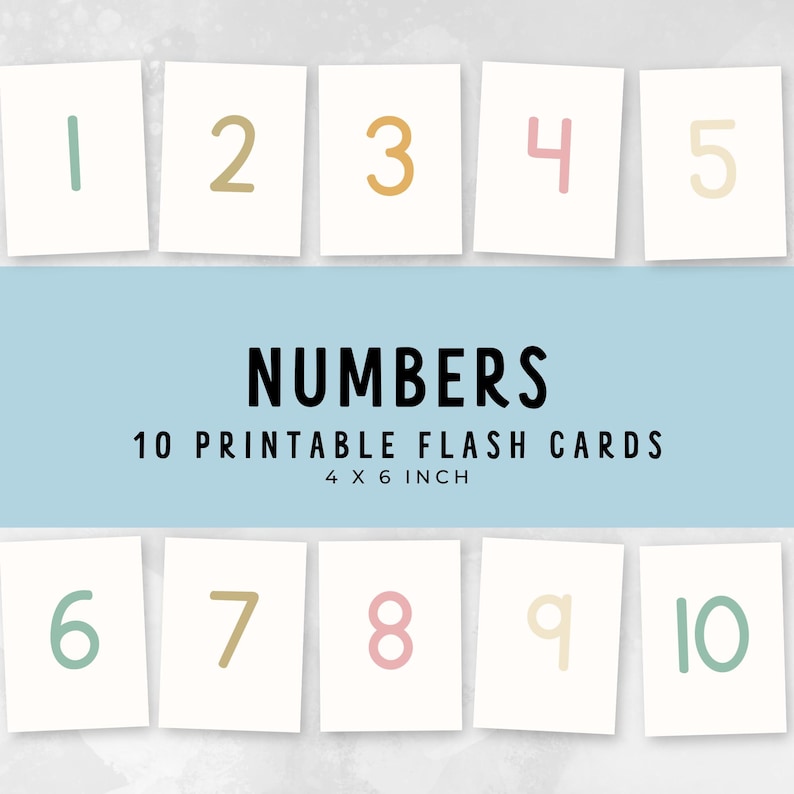 NUMBER 1- 10 Flash Cards, Montessori Cards, PDF Printable, Preschool ...