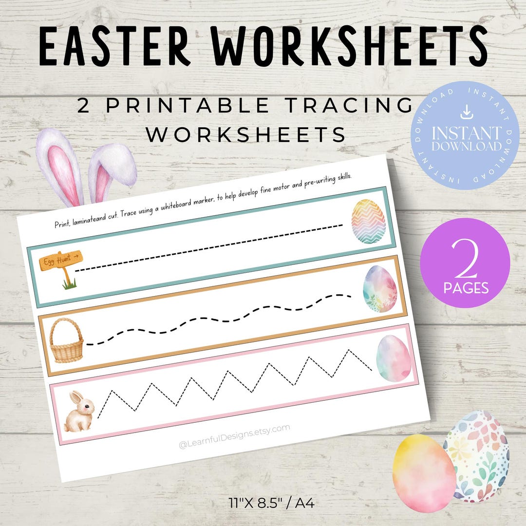 Easter Activity Pre-writing Tracing Practice Sheets | Fine Motor Skill ...