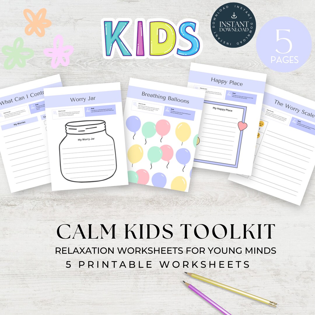 Calm Kids Toolkit, Relaxation Worksheets for Young Minds,chill Out ...