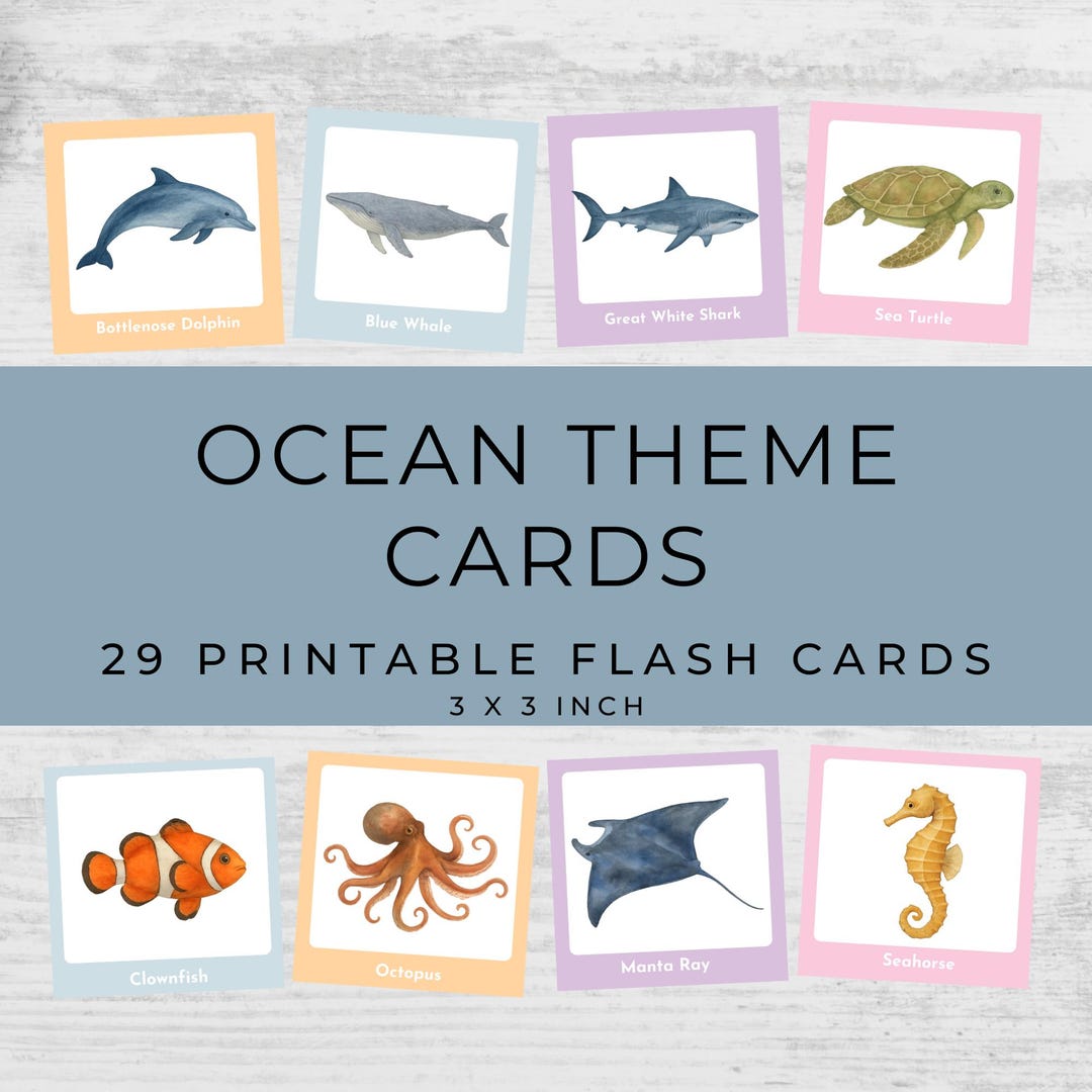Ocean Theme Flash Cards | Morning Basket Activity | Montessori-inspired ...