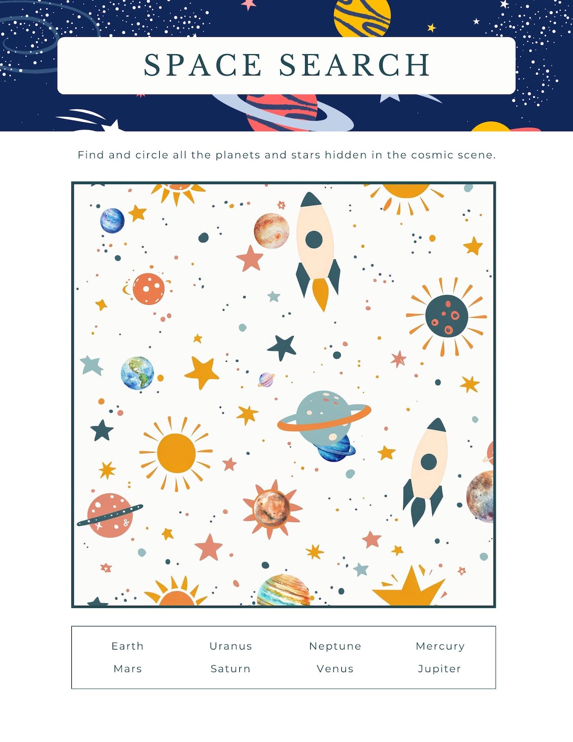 Space Search | Printable Space Exploration Activity for Kids | Fun ...