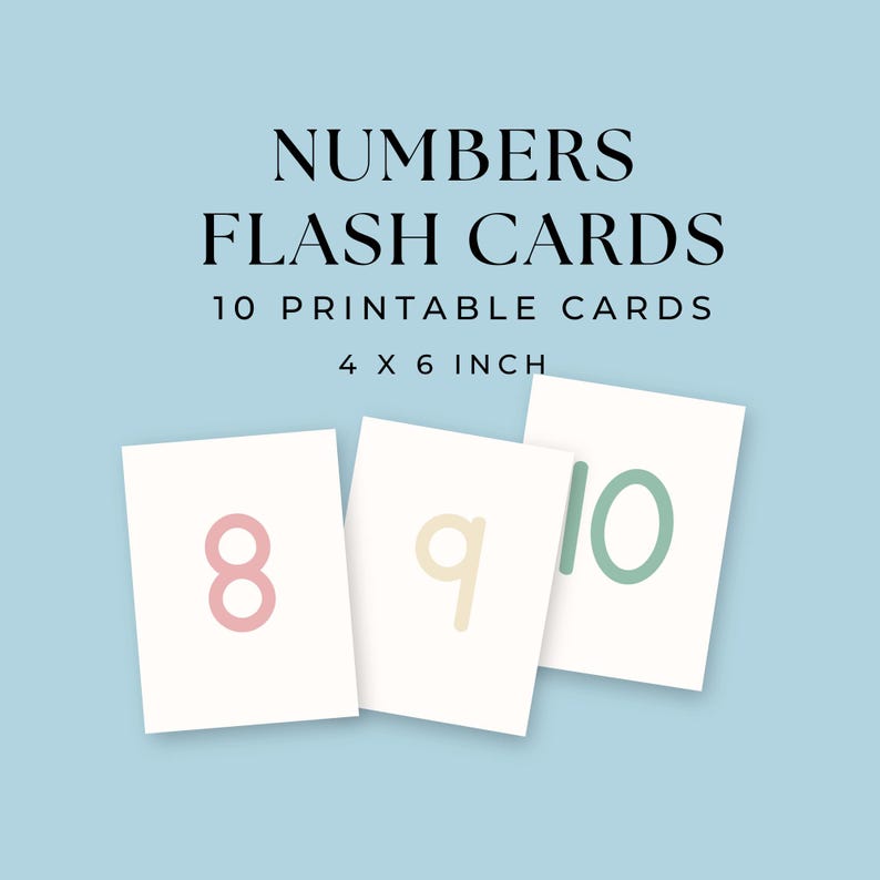 NUMBER 1- 10 Flash Cards, Montessori Cards, PDF Printable, Preschool ...