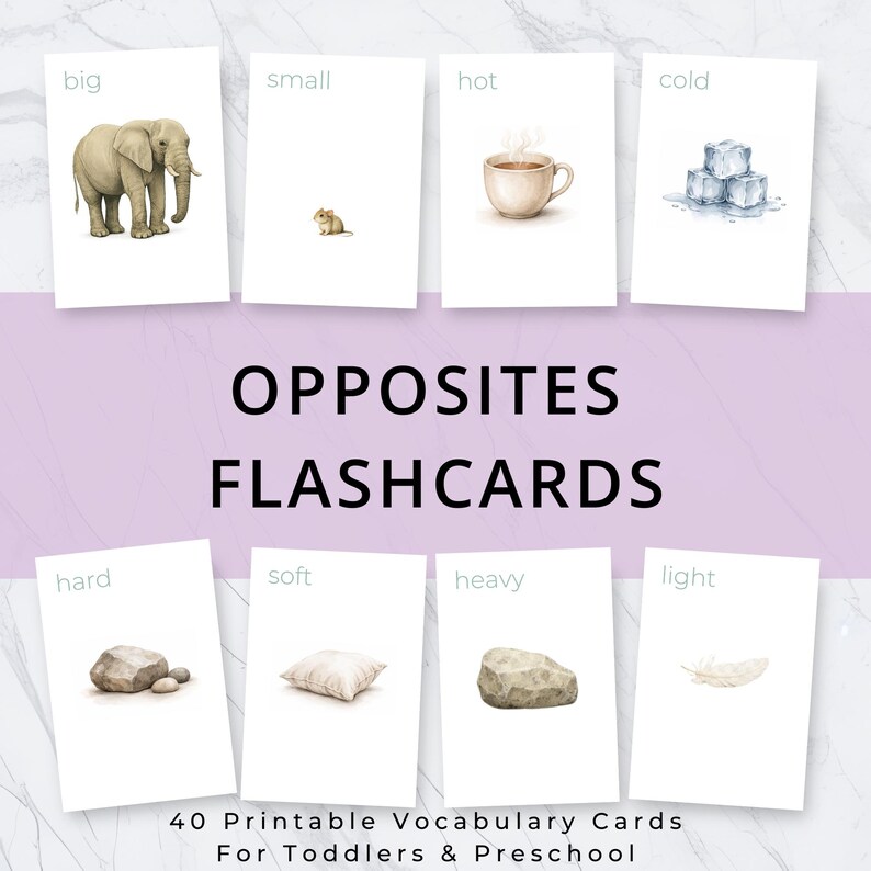 Opposites Flashcards – A Gentle Early Learning Set - Etsy