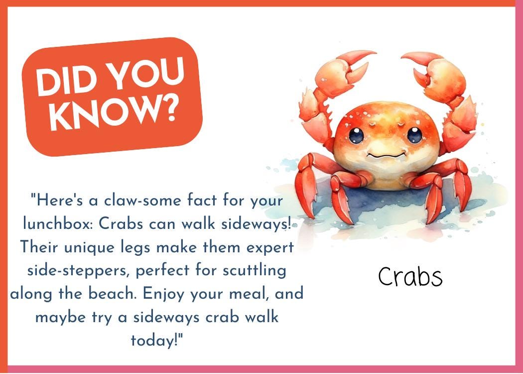 Under the Sea Fun Facts Lunchbox Notes for Kids (printable PDF) - Etsy