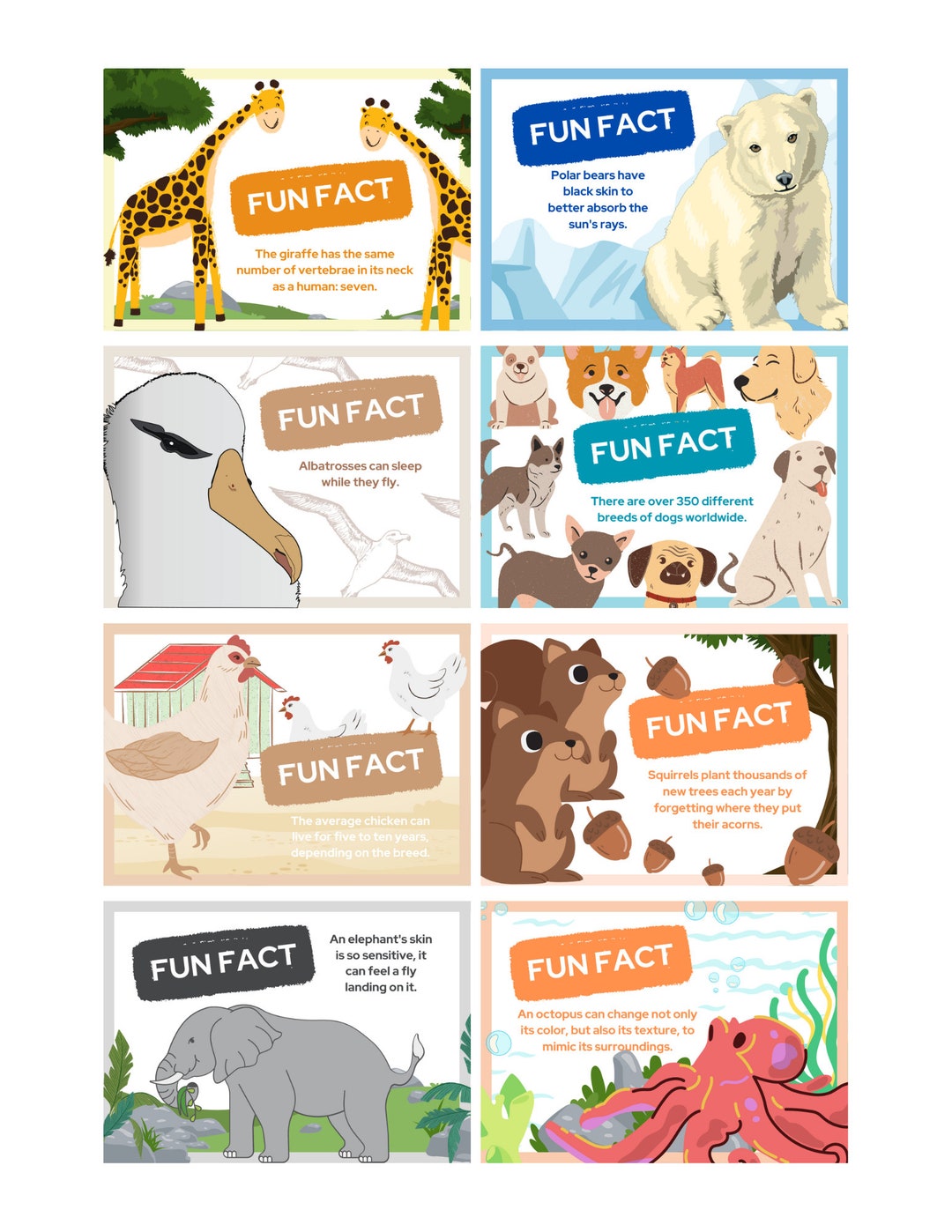 50 Lunchbox Notes Animal Fun Facts for Kids, Printable Lunchbox Notes ...