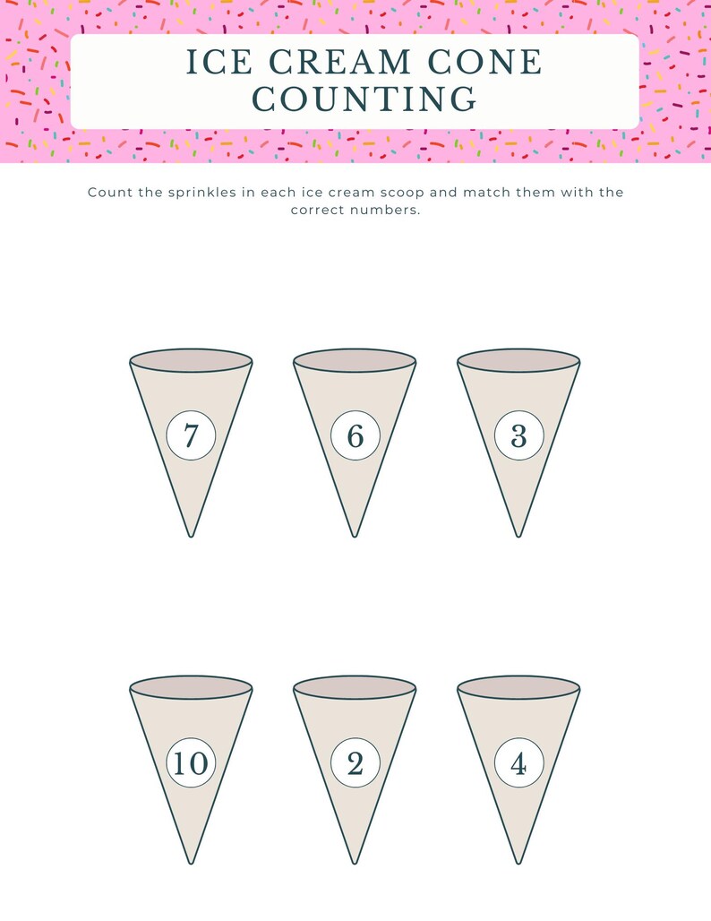 Ice Cream Cone Counting – Printable Counting Activity for Kids ...