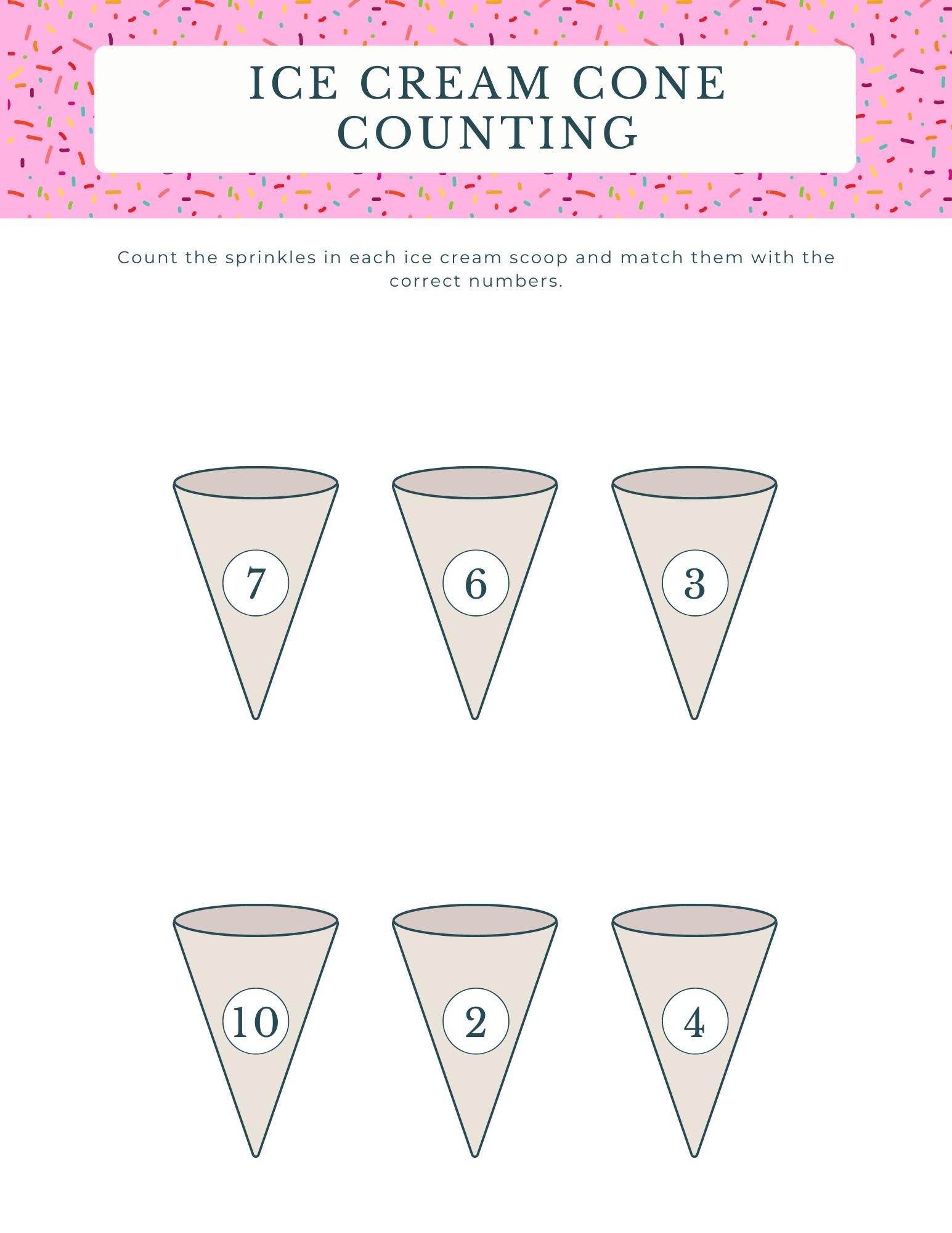 Ice Cream Cone Counting – Printable Counting Activity for Kids ...