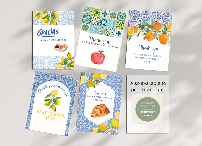 Teacher Appreciation Thank You Teacher Card Thank You Spanish Teacher ...