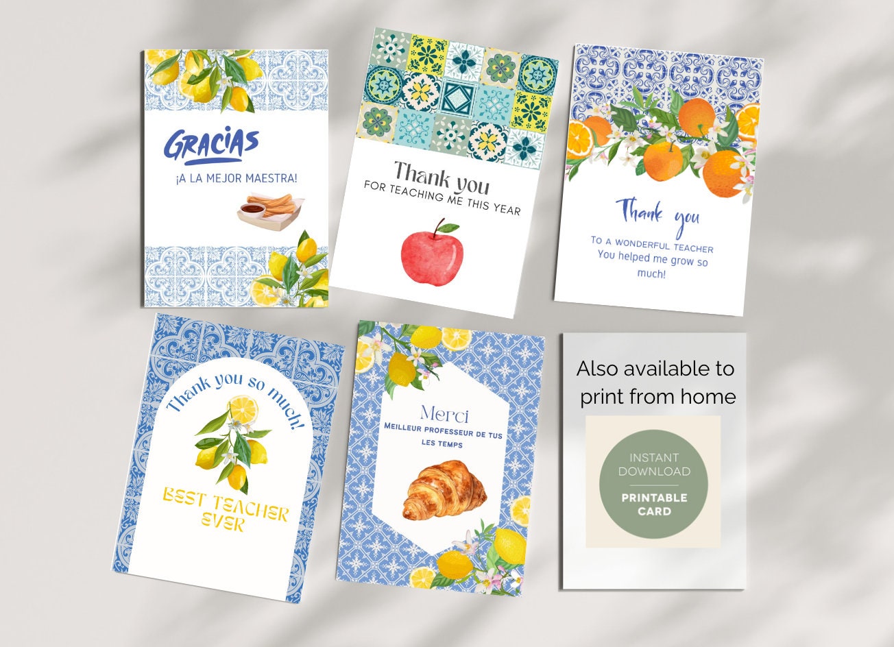 Teacher Appreciation Thank You Teacher Card Thank You Spanish Teacher ...