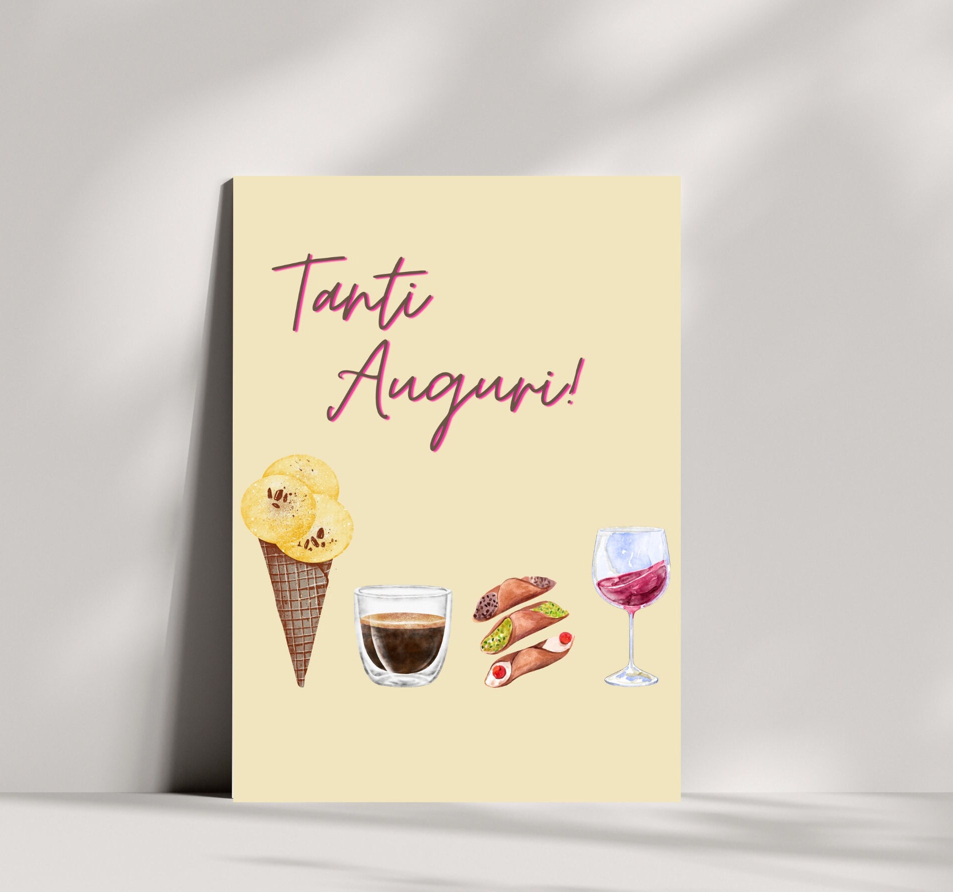 Italian Birthday Card Tanti Auguri Many Wishes Italy Theme Celebration ...