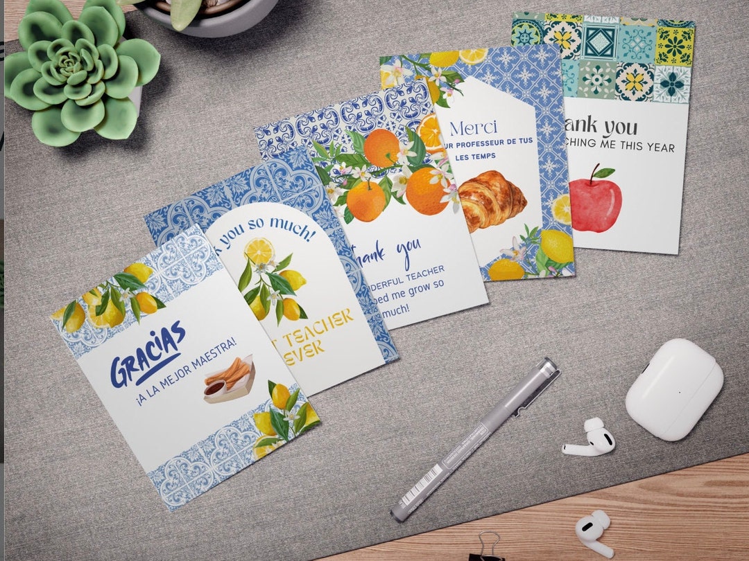 Teacher Appreciation Thank You Teacher Card Thank You Spanish Teacher ...