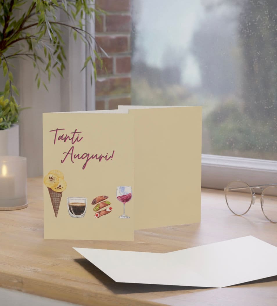 Italian Birthday Card Tanti Auguri Many Wishes Italy Theme Celebration ...