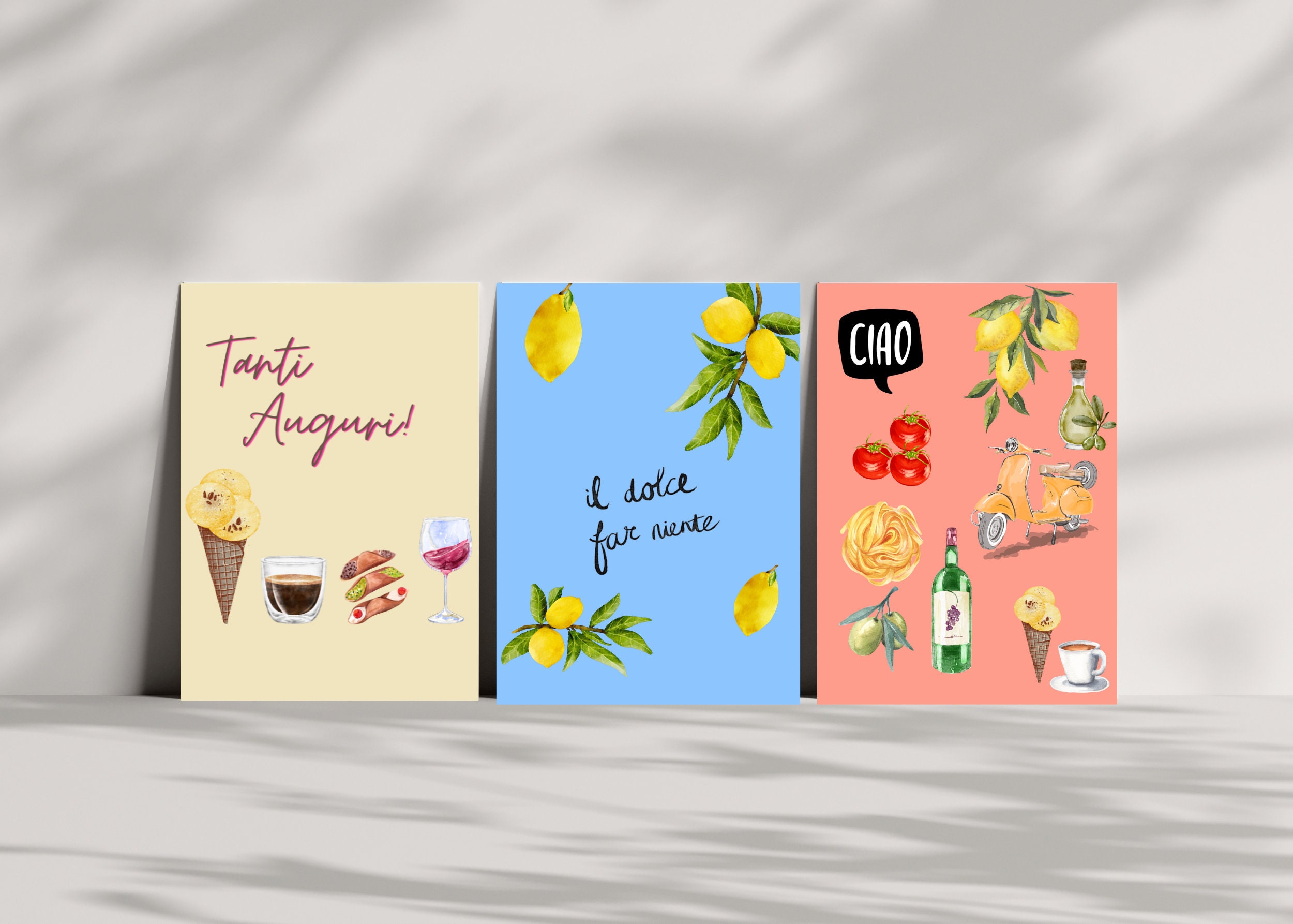 Italian Birthday Card Tanti Auguri Many Wishes Italy Theme Celebration ...