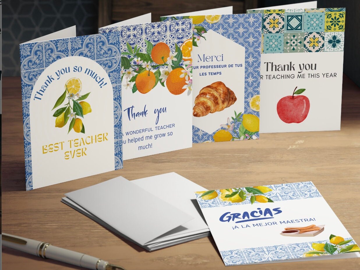 Teacher Appreciation Thank You Teacher Card Thank You Spanish Teacher ...