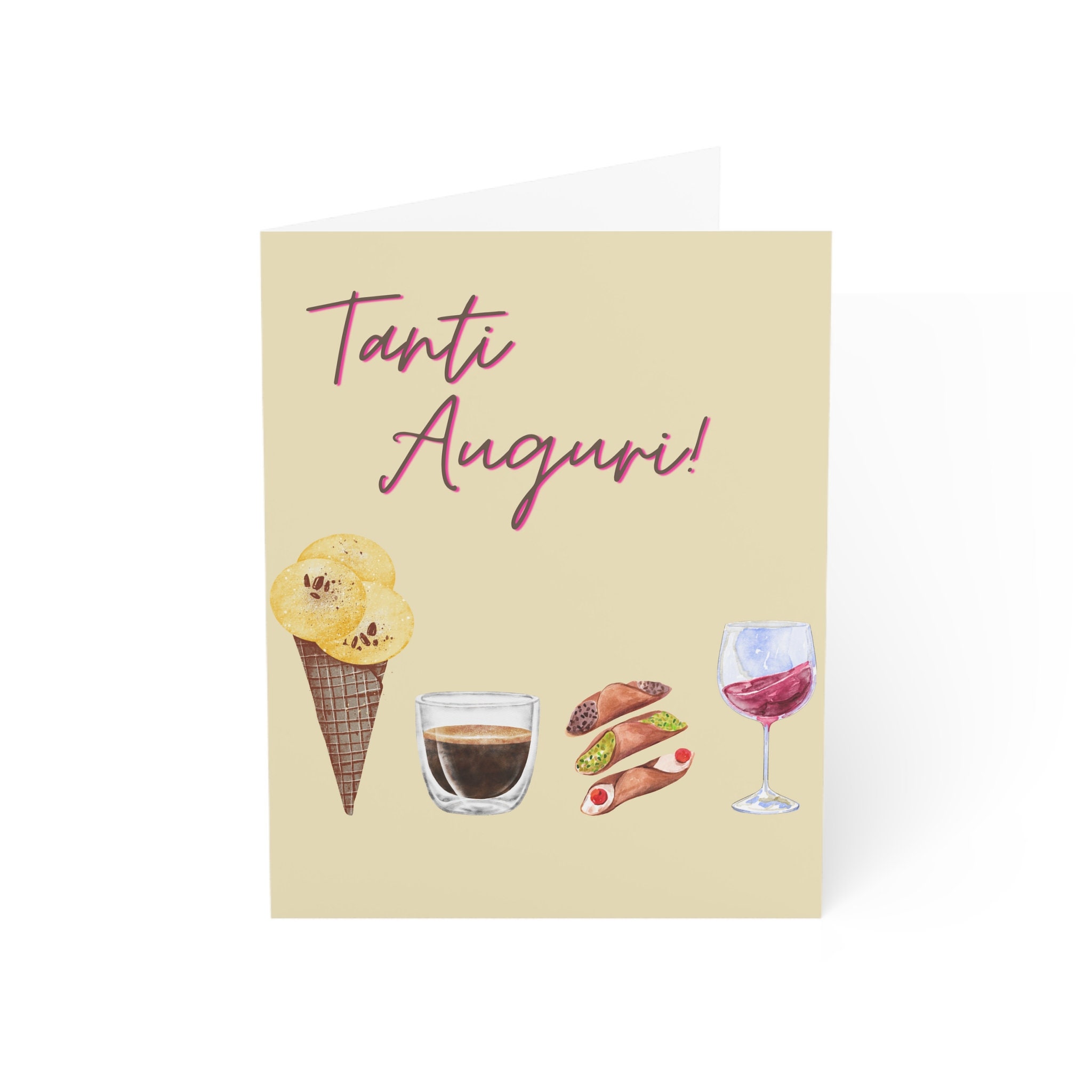 Italian Birthday Card Tanti Auguri Many Wishes Italy Theme Celebration ...