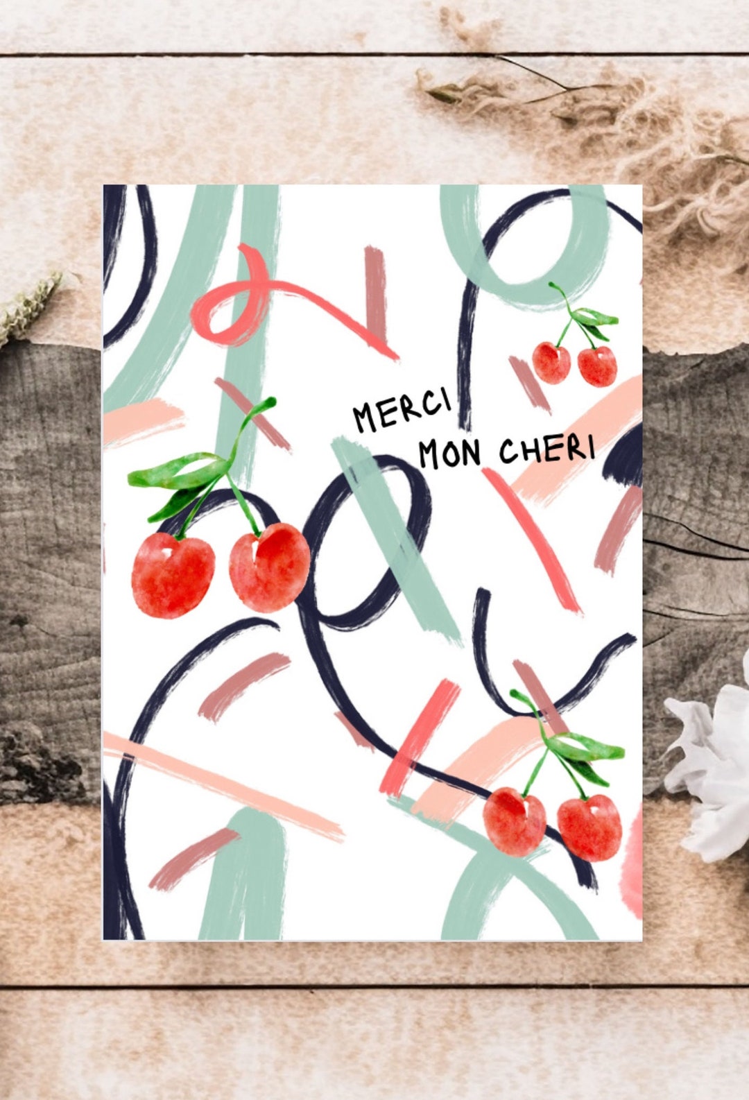 French Thank You Card Merci Thank You Note French Theme Party Thank You ...