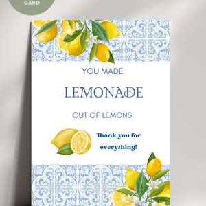 Printable Teacher Thank You Card Lemonade Happy Summer Teacher ...