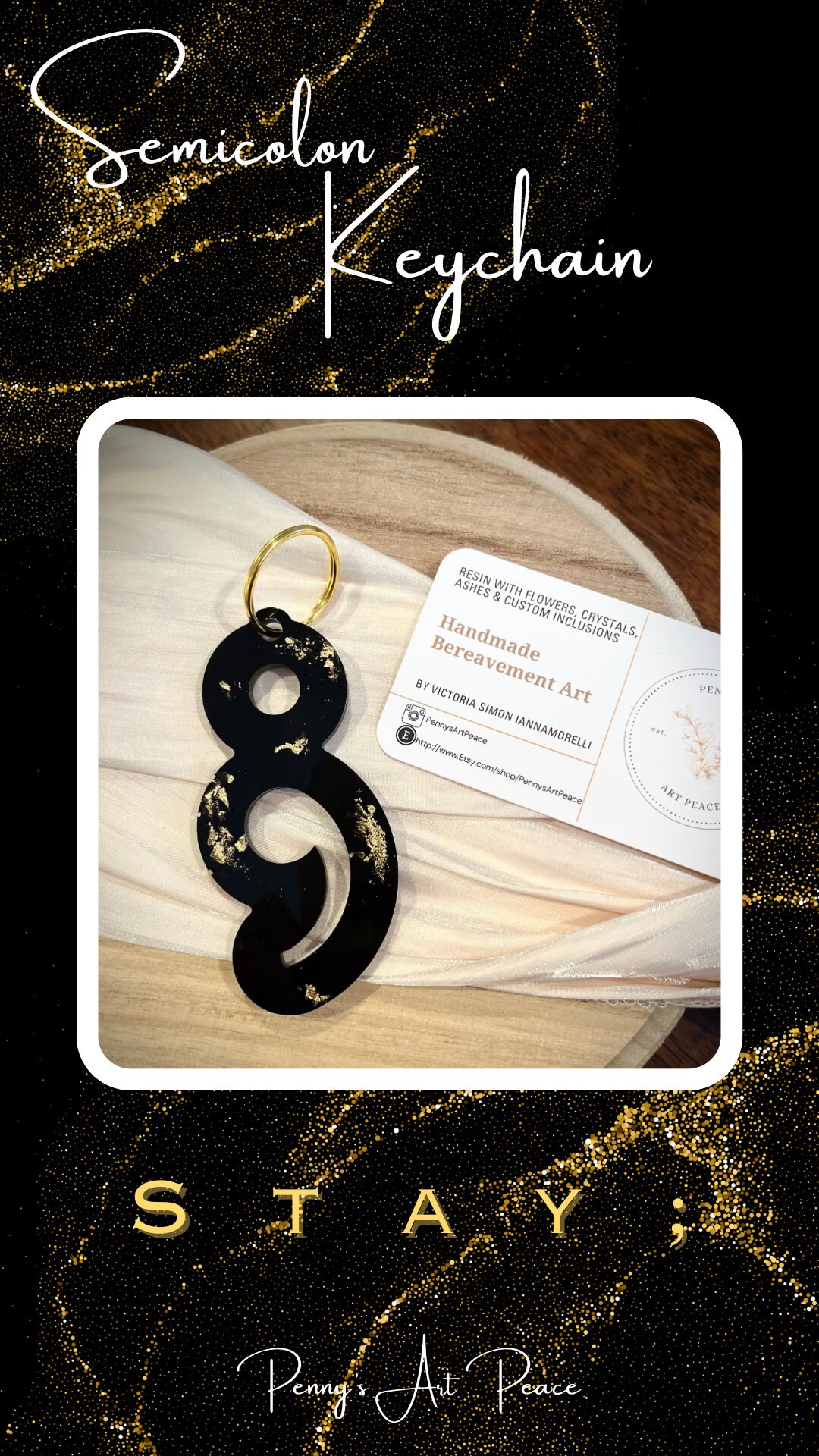 STAY; Semicolon Keychain - Etsy