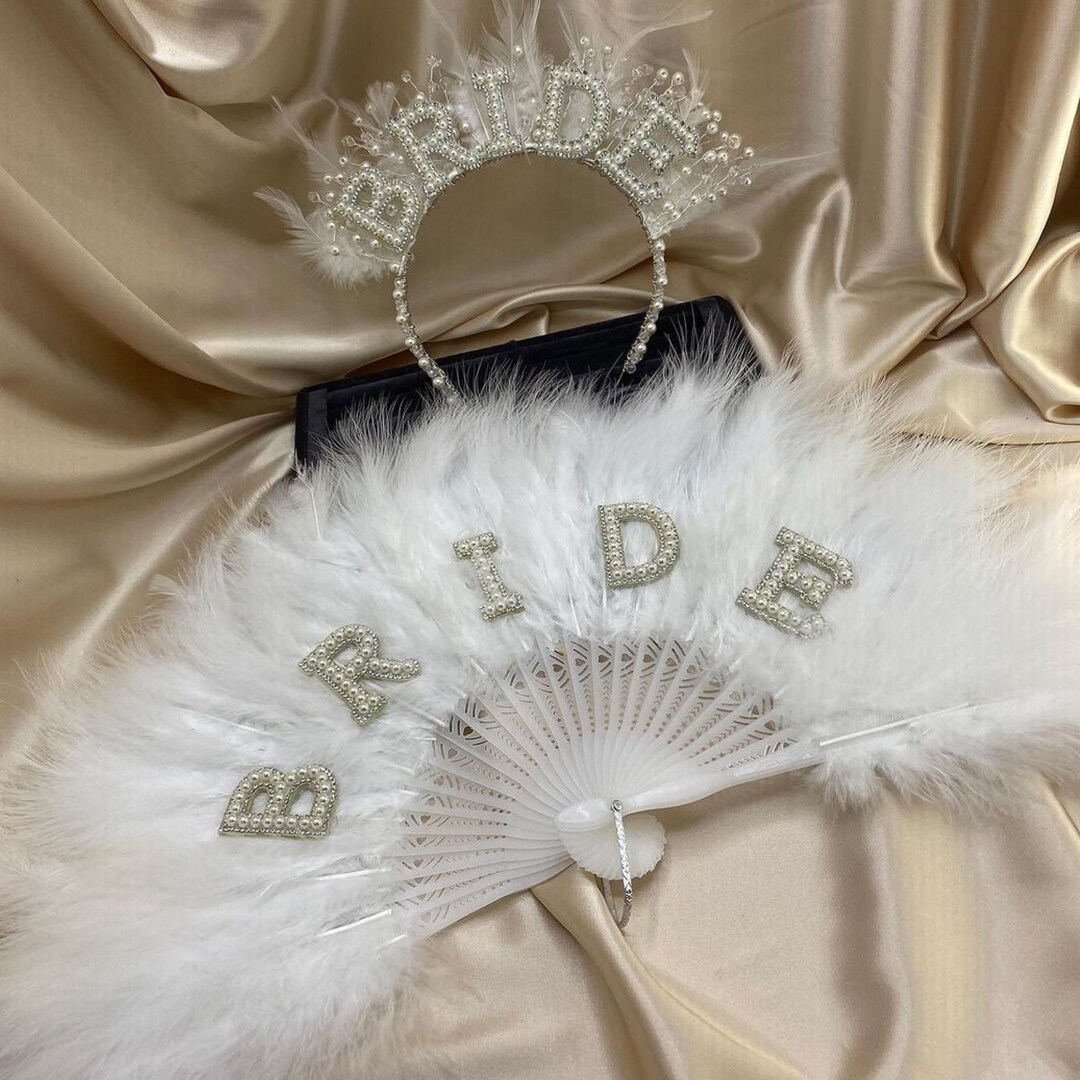 Bride Fun / Bride Fluffy Feather Fan, Bridesmaid Gift, Bridal Shower ...