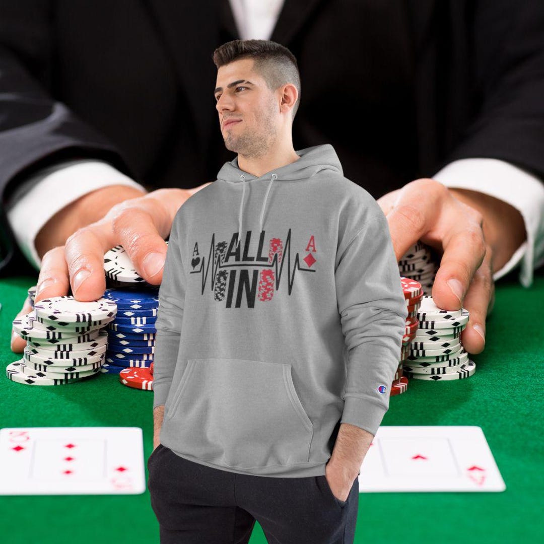 Champion Hoodie all In Poker Design Heartbeat Line With Ace Cards and ...